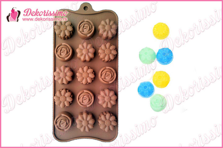 Silikonska modla za praline različiti cvetovi – K6067