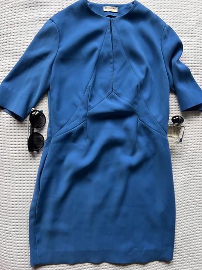 REZ BALENCIAGA ORIGINAL svilena plava haljina M S