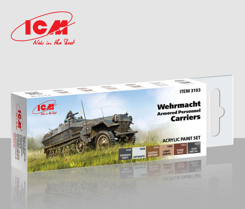 NEW! ICM 3103 Wehrmacht Armored Personnel Carriers Acrylic Paint Set