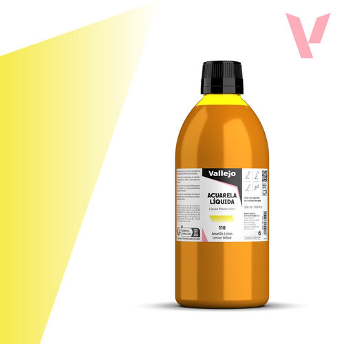 NEW! Vallejo 39110 110 Liquid Watercolor - Lemon Yellow