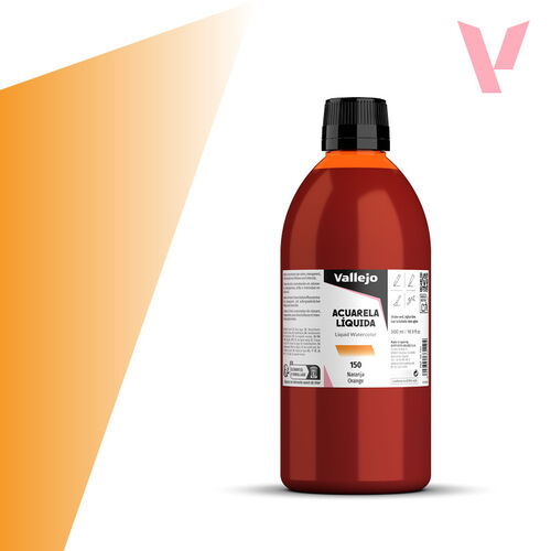 NEW! Vallejo 39150 150 Liquid Watercolor - Orange