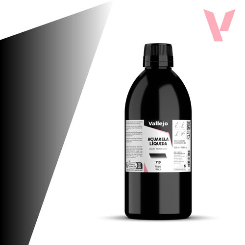 NEW! Vallejo 39710 710 Liquid Watercolor - Black