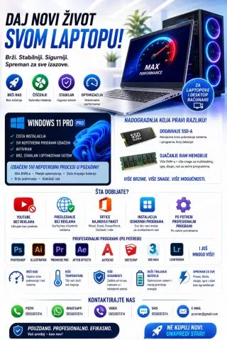 PODIZANJE WINDOWS SISTEMA I OJACANJE LAPTOPOVA!