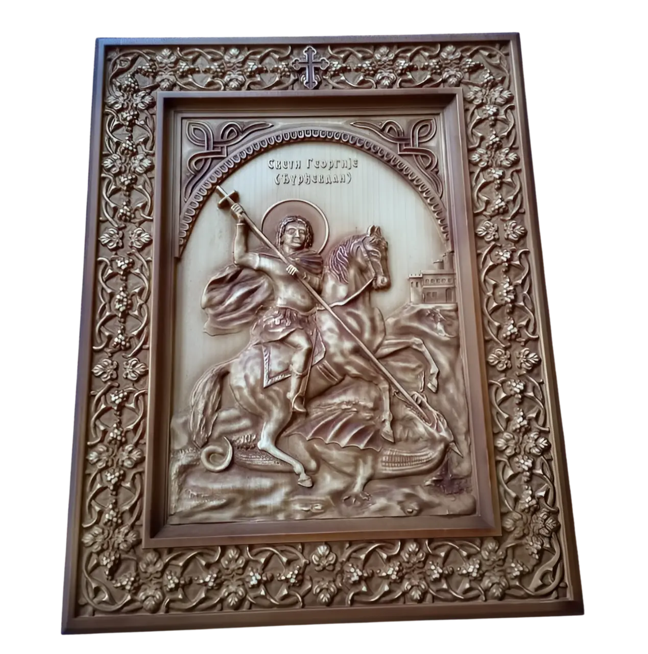 Ikona Sv.Georgije (Đurđevdan) u duborezu pravougaona