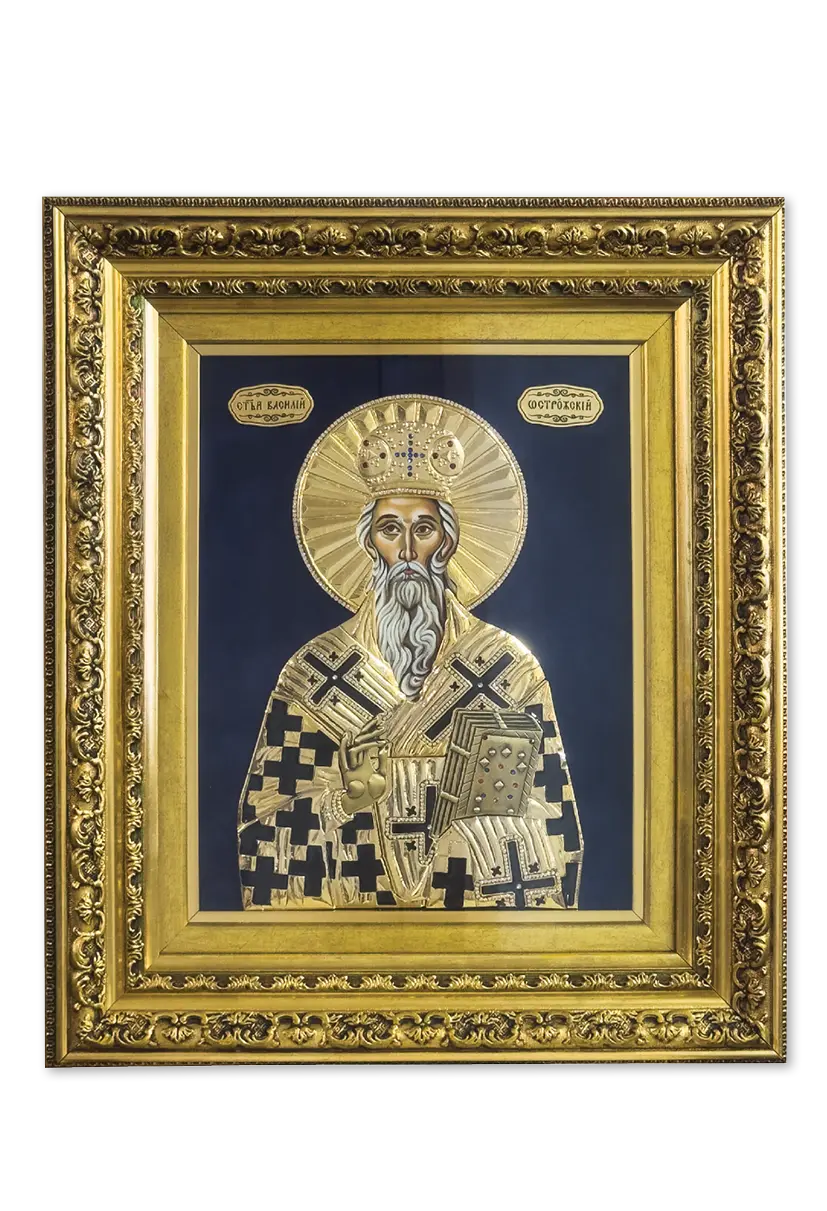 Ikona u ramu Sv. Vasilije Ostrošкi, 425x500x45 mm