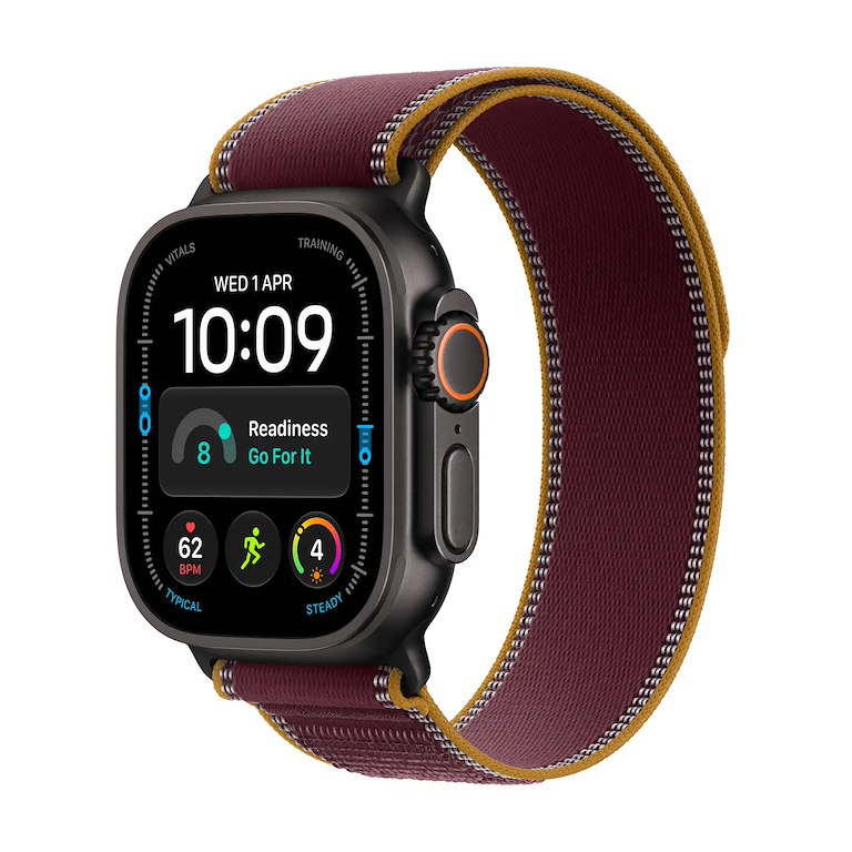 APPLE Watch Ultra 4 Cellular 49mm Black Titanium Case with Burgundy Trail Loop - M/L mjc44se/a