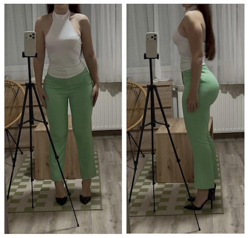 Sinsay pantalone roze i shein beli top s