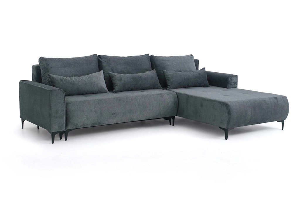 Primero ugaona garnitura sa ležajem 280x190x88 cm tamno siva univerzalna