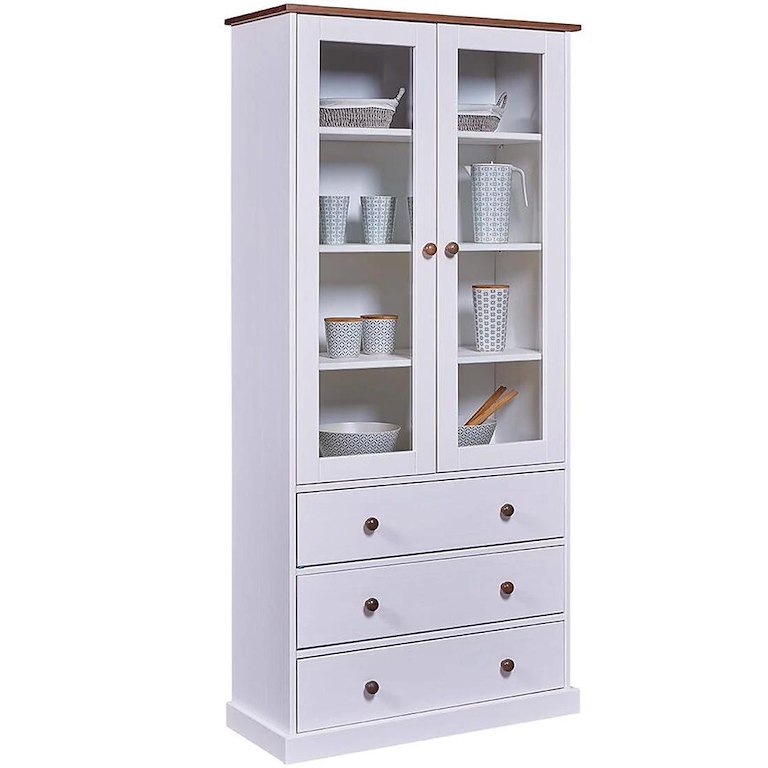 Wl10 vitrina 2V+3F. 90x38,4x190 cm bela