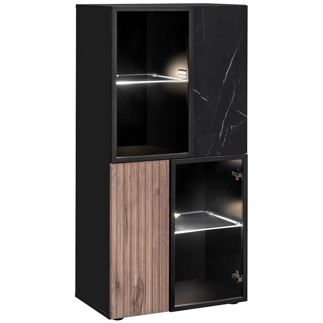 Cannes vitrina 60x40x122 cm crna/mermerno crna