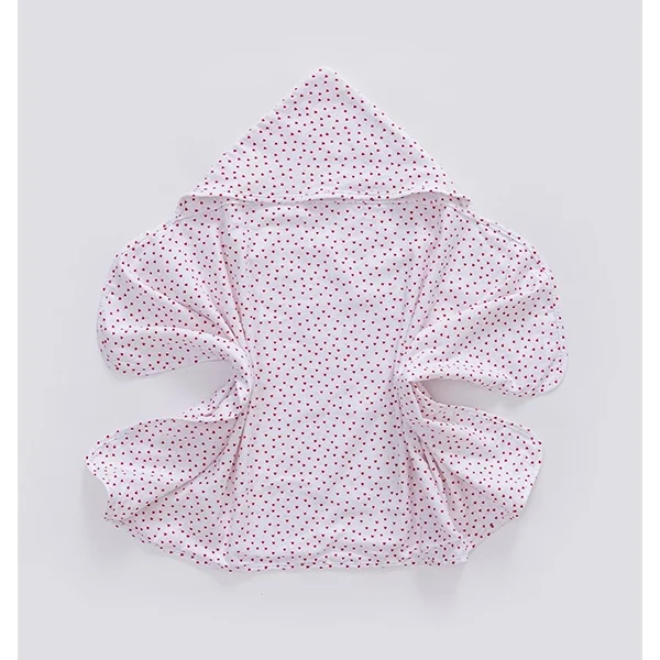 Peškir sa kapuljačom za bebe pamučni muslin 60x120cm Srce bela crvena