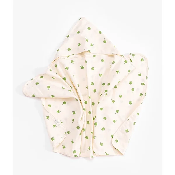 Peškir sa kapuljačom za bebe pamučni muslin 60x120cm Detelina bela zelena