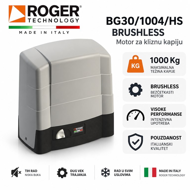 Roger Technology BG30/1004/HS BRUSHLESS motor za kliznu kapiju do 1000 kg