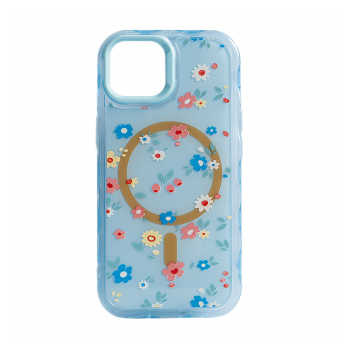 Maska Mag Case Floral Series za iPhone 15 plava