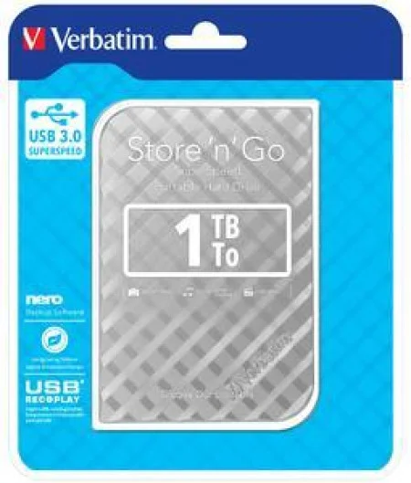 Verbatim HDD 1TB 3.0 Siv Kocka (53197)