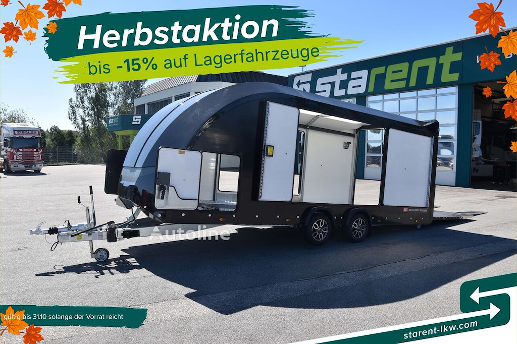 Brian James Race Sport Seilwinde Zusatzrampen Solarpanele Rückfahrkam. MIETE prikolica autotransportera