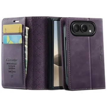IPHONE DUO CASEME 033 CALF TEXTURE WALLET CASE WITH RFID BLOCKING - PURPLE