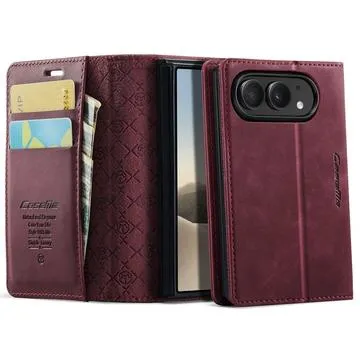 IPHONE DUO CASEME 033 CALF TEXTURE WALLET CASE WITH RFID BLOCKING - RED