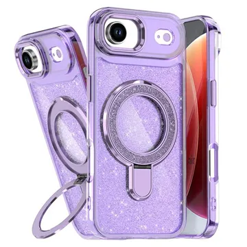 IPHONE AIR GLITTER HYBRID CASE WITH KICKSTAND - MAGSAFE COMPATIBLE - PURPLE