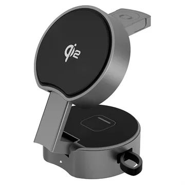 B30 3-IN-1 FOLDABLE MAGNETIC FAST WIRELESS CHARGER QI2 15W - BLACK / GREY
