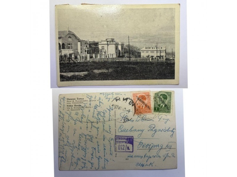 1942 OKUPACIJA Niška Banja cenzura Serbien žig Niš