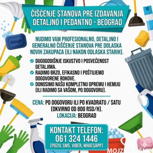 Ciscenje stanova pre izdavanja / Detaljno i pedantno – Beograd