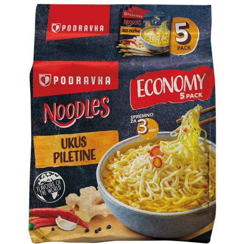 Podravka Fini-Mini instant noodle sa ukusom piletine 5 x 75 g