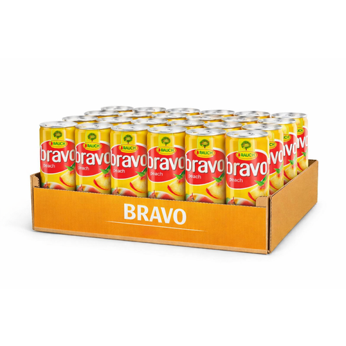 Bravo breskva voćni sok 0,25 l limenka, XXL pakovanje 24 kom