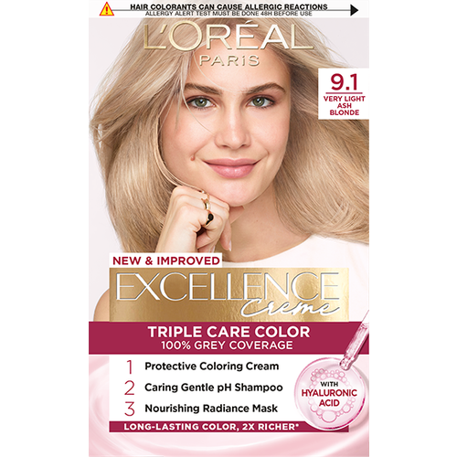 L'Oréal Paris Excellence Creme farba za kosu 9.1 Veoma svetla pepeljasto plava