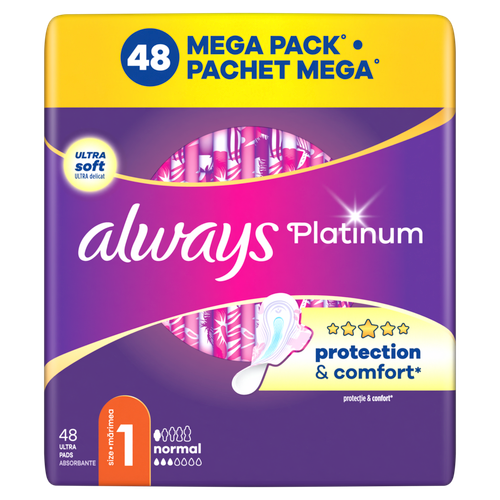 Always Platinum Normal higijenski ulošci sa krilcima, veličina 1, 48 komada