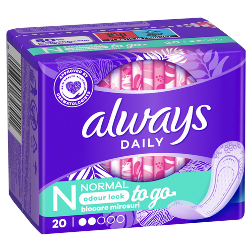 Always Dailies Normal To Go dnevni ulošci, pojedinačno upakovani, 20 komada