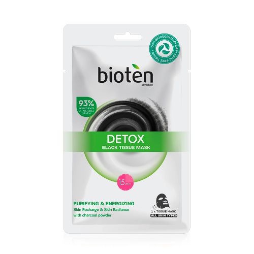 Bioten Detox maska za lice u maramici sa aktivnim ugljem 20 ml