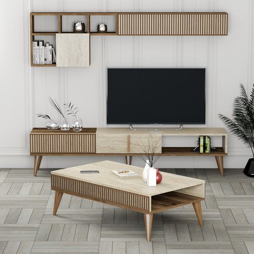 Hanah Home set nameštaja za dnevnu sobu Milan, orah / travertin