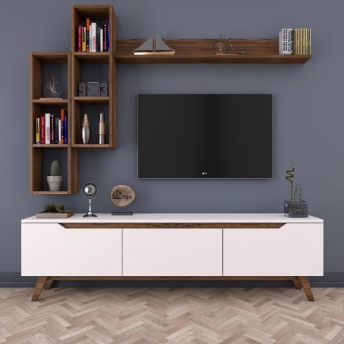 Hanah Home TV komoda M16 804, 180 cm, bela / orah