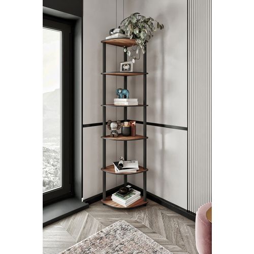 Hanah Home polica za knjige Bookcase 6 Corner, 34 cm, orah