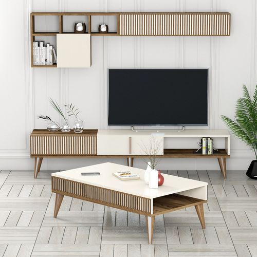 Hanah Home set nameštaja za dnevnu sobu Milan Set 482, orah / krem