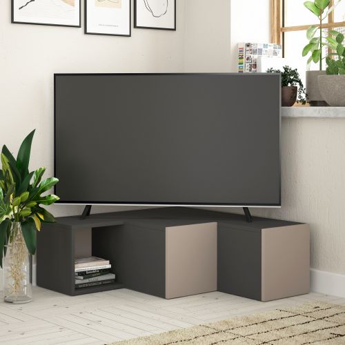 Hanah Home TV komoda Compact, 90 cm, antracit / svetla moka