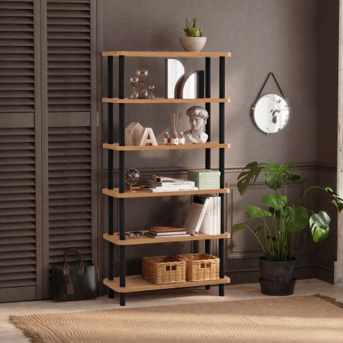 Hanah Home polica za knjige Gala, 80 cm, crna / atlantski bor
