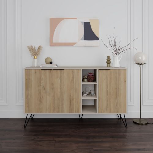 Hanah Home konzola Clara, 142 cm, peščar / hrast