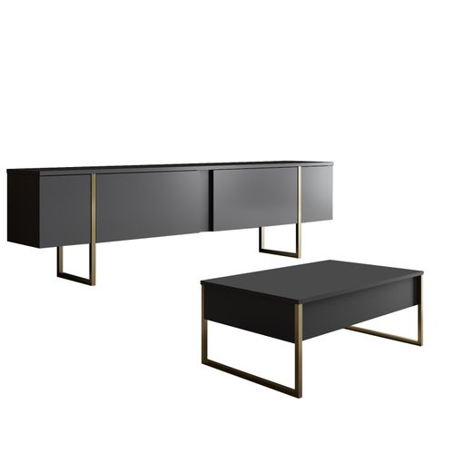 Hanah Home set nameštaja za dnevnu sobu Luxe Set, antracit / zlatna