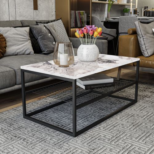 Hanah Home klub sto Asude, 95 cm, beli / crni