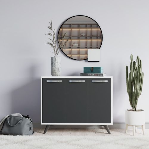 Hanah Home višenamenski ormarić Piffa, 100 cm, beli / antracit