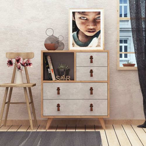 Hanah Home komoda Witlof, 70 cm, hrast / bela