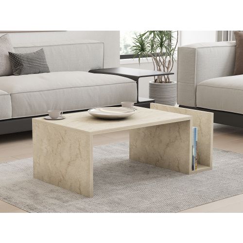 Hanah Home klub sto Memo, 86,8 cm, travertin