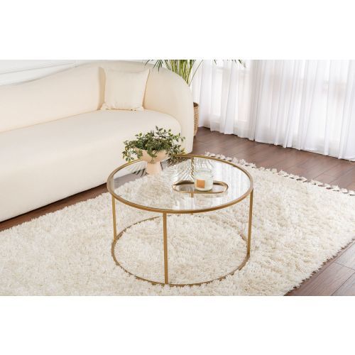 Hanah Home klub sto Gold-Transparent-80, 80 cm, zlatni