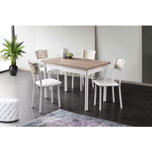 Hanah Home trpezarijski sto na razvlačenje Polo 1302, 110 cm, hrast / beli