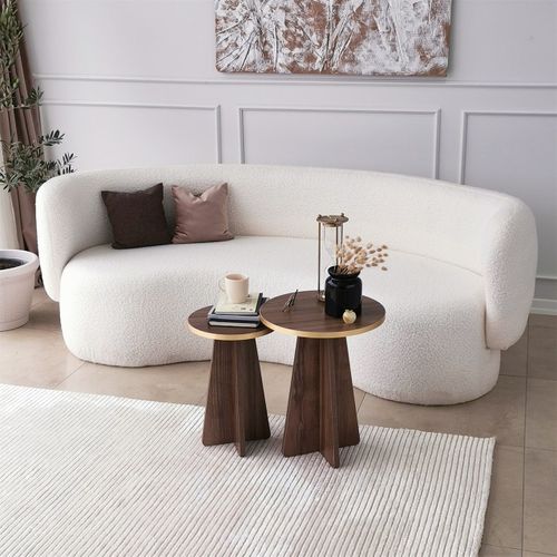 Hanah Home set od 2 klub stočića Mushroom 2, zlatna / orah