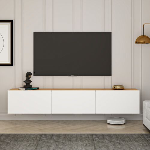 Hanah Home TV komoda West, 150 cm, bela / atlantski bor