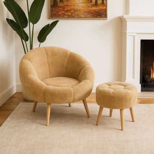 Atelier Del Sofa set fotelja i tabure Lida, braon