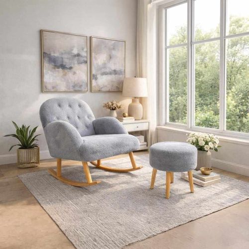 Atelier Del Sofa set fotelja i tabure Dügmeli, siva